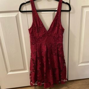 Free People | Dresses | Free People Red Lace Dress | Poshmark
